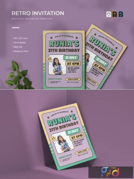 Retro - Birthday Invitation CYYYVCT - FreePSDvn