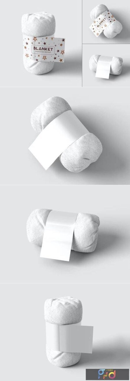 Folded Blanket with Label Psd Mockup Set QJJNLTL - FreePSDvn