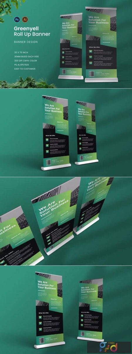Greenyell Roll Up Banner M5NYTQT - FreePSDvn