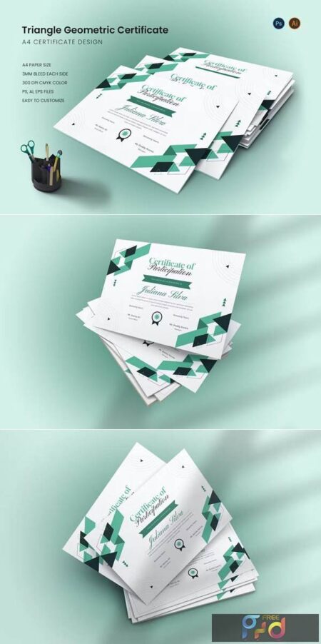 Triangle Geometric Certificate ZJAZSD8 - FreePSDvn