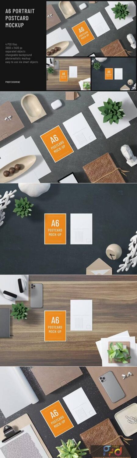 A6 Portrait Postcard Flyer Mockup Y8AQTBB - FreePSDvn