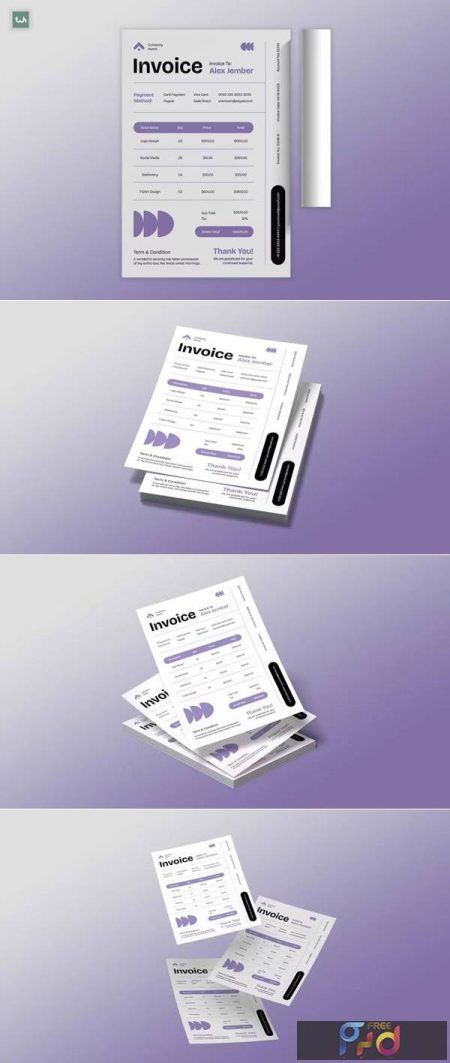 Purple Modern Invoice 002 HDPLPP4 - FreePSDvn