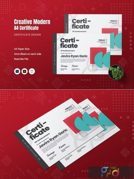 Creative Modern Certificate RJFTMFL - FreePSDvn