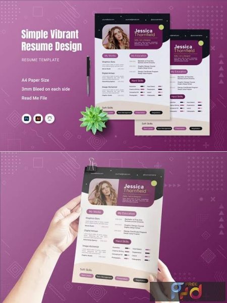 Simple Vibrant Resume ZXLKXP9 - FreePSDvn