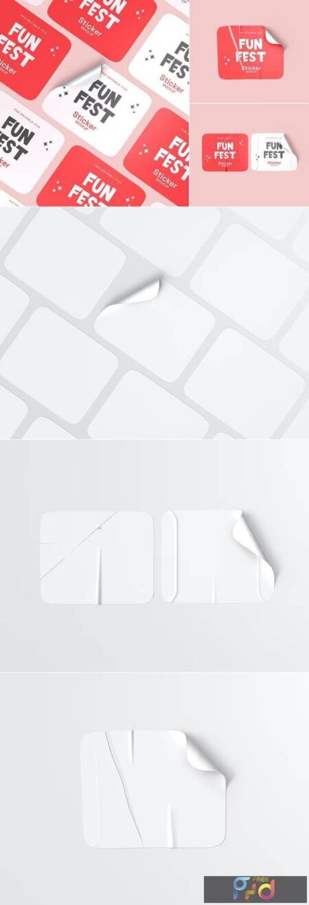 Rectangle Sticker Psd Mockups QBZLBWU - FreePSDvn