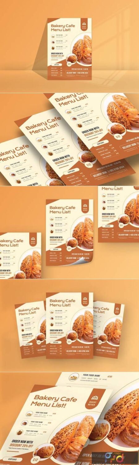 Bakery Cafe Menu Flyer VDK3BP7 - FreePSDvn