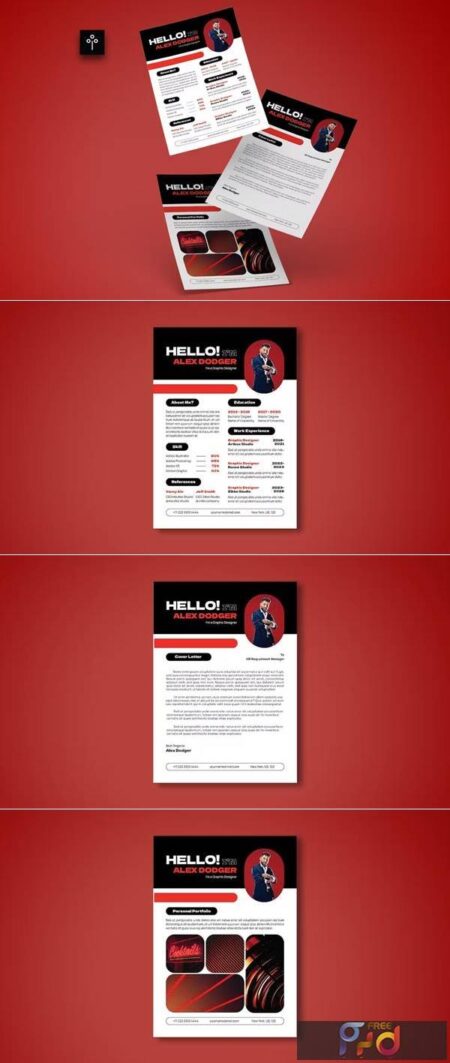 Simple Modern CV Resume Pack 003 J3L6XXN - FreePSDvn