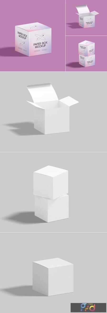 Square Paper Box Psd Mockup Collection 49ES9B6 - FreePSDvn