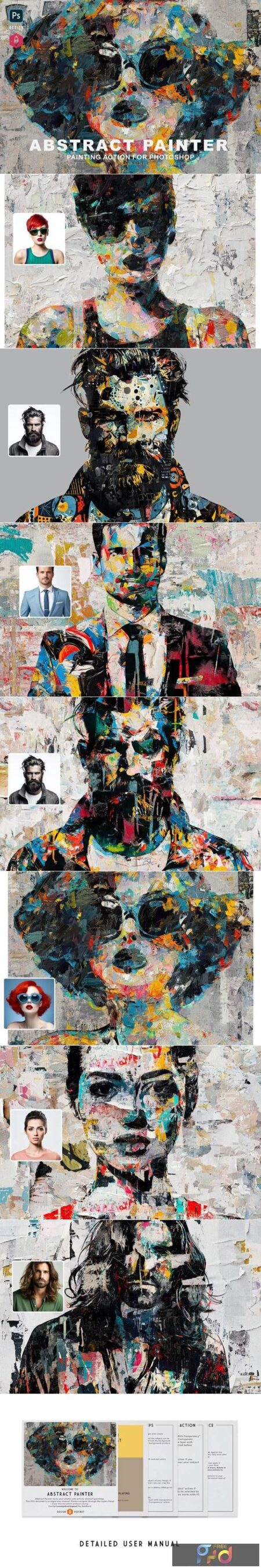 Abstract Painter Oil Painting Effect Action GLJXGES - FreePSDvn