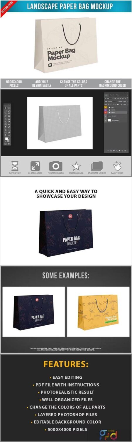 Landscape Paper Bag Mockup 7VCCKFA - FreePSDvn