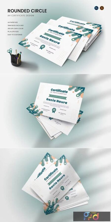 Rounded Circle Certificate 7GMBYYY - FreePSDvn