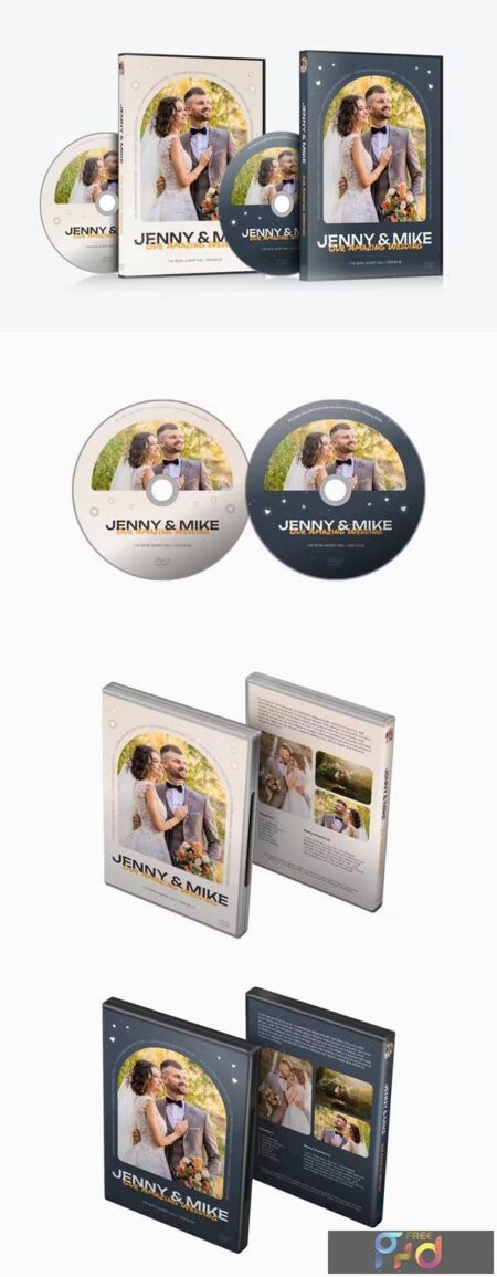 Wedding DVD Cover Artwork with Disc Label B25GC5E - FreePSDvn