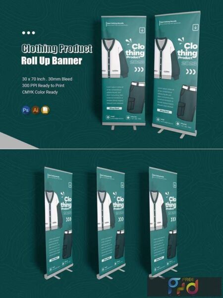 Clothing Product Roll Up Banner 422ULEB - FreePSDvn