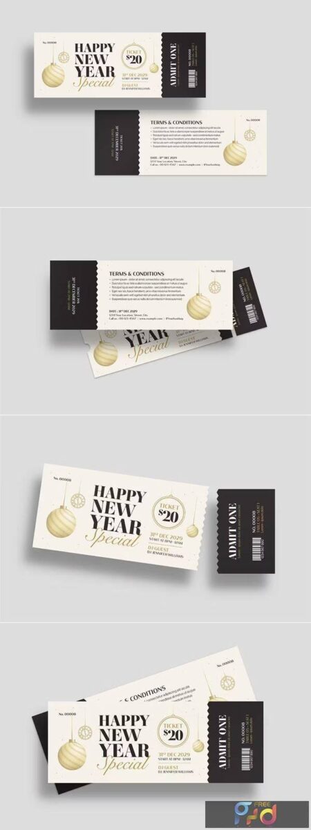 New Years Eve Ticket Template G4CT7FH - FreePSDvn