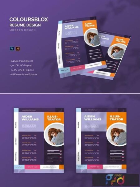 Coloursblox - Resume Template BA3EBCU - FreePSDvn