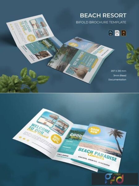 Beach Resort - Bifold Brochure HVNR6QW - FreePSDvn