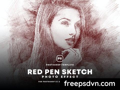 Red Pen Sketch Effect 97T6MYR - FreePSDvn